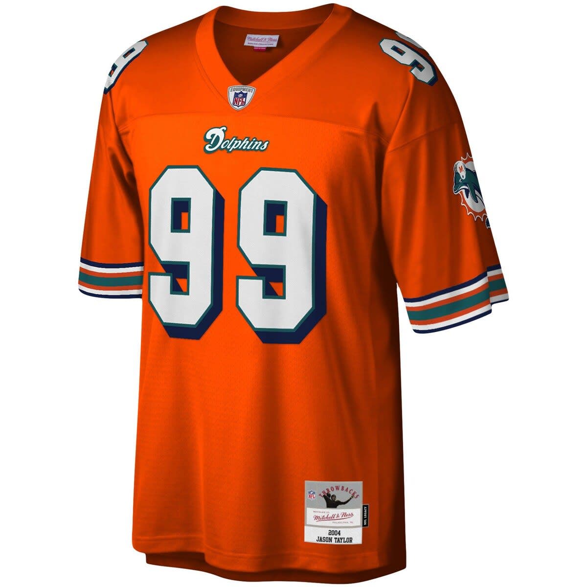 Men's Mitchell & Ness Jason Taylor Orange Miami Dolphins Big & Tall ...