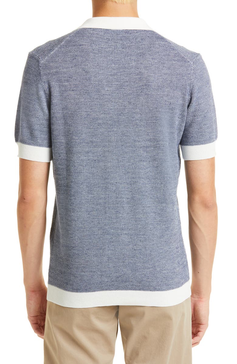 Thom Sweeney Men's Johnny Collar Cotton & Linen Polo | Nordstrom