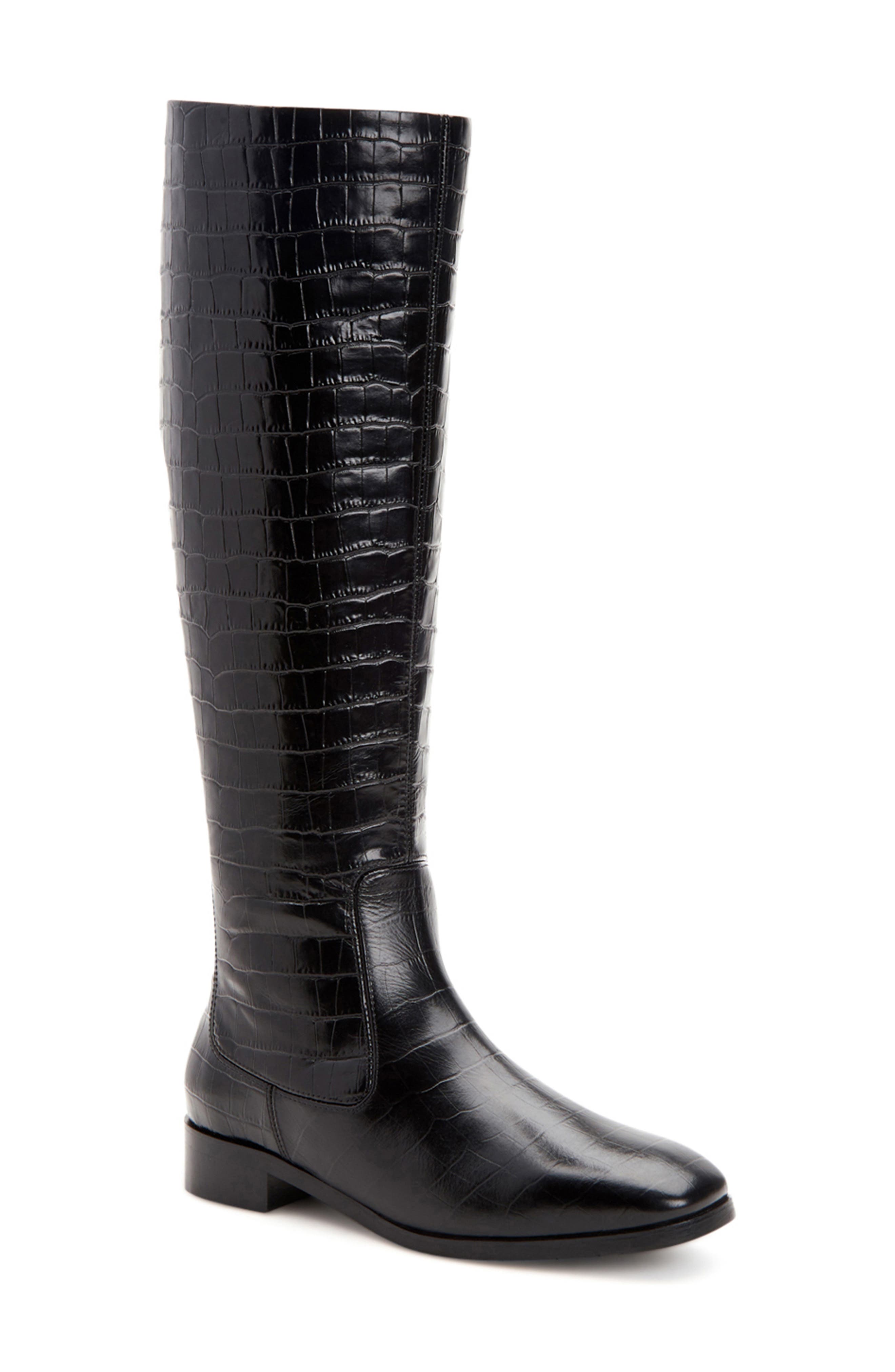 Aquatalia Clara Croc Embossed Tall Boot (Women) | Nordstromrack