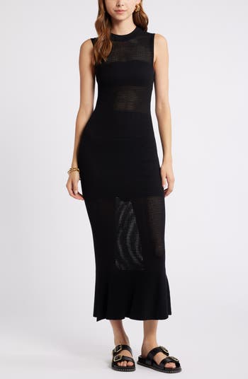 Open Edit Sleeveless Mesh Sweater Dress | Nordstromrack