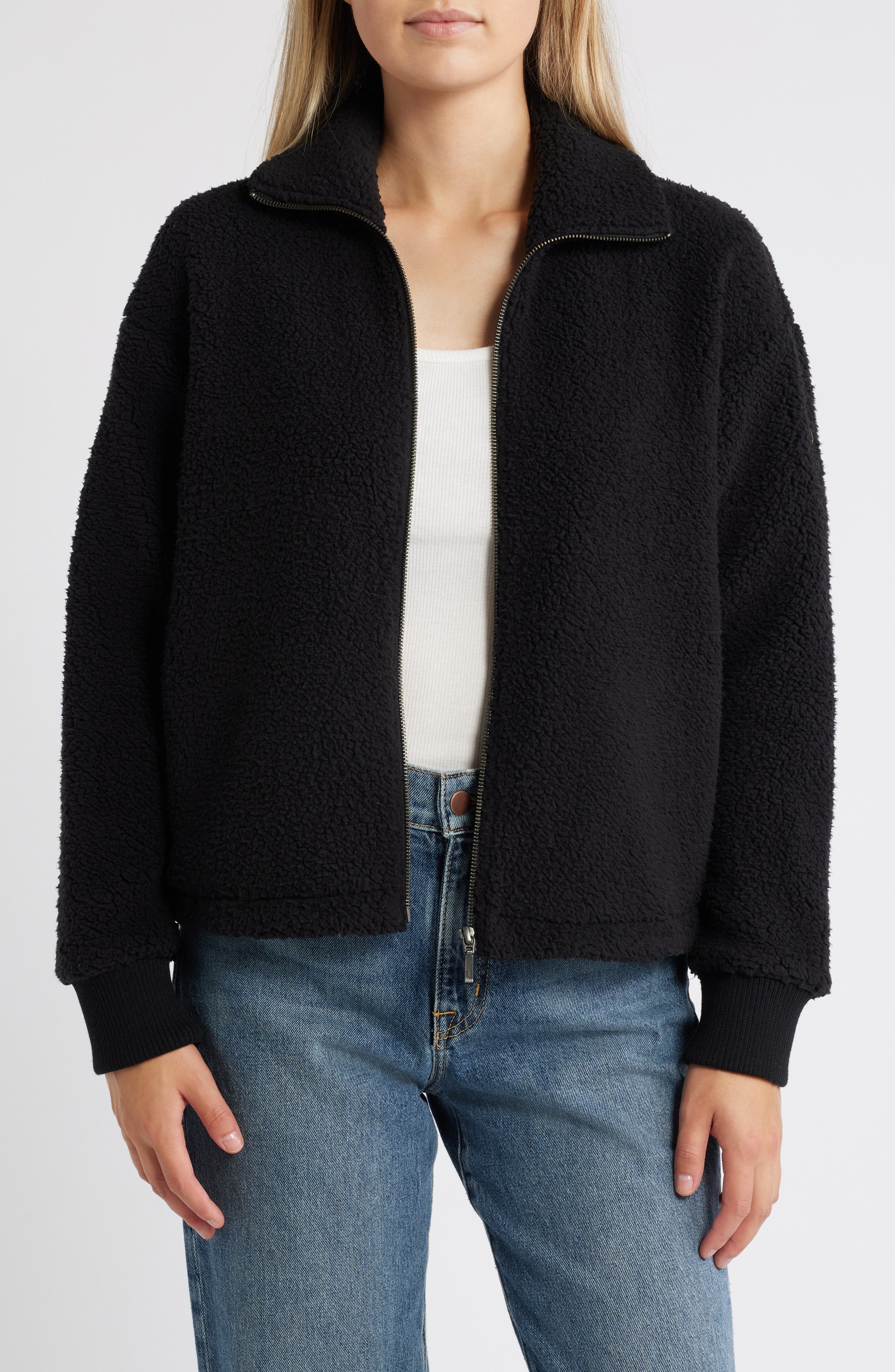 Caslon® Brushed Fleece Jacket | Nordstromrack