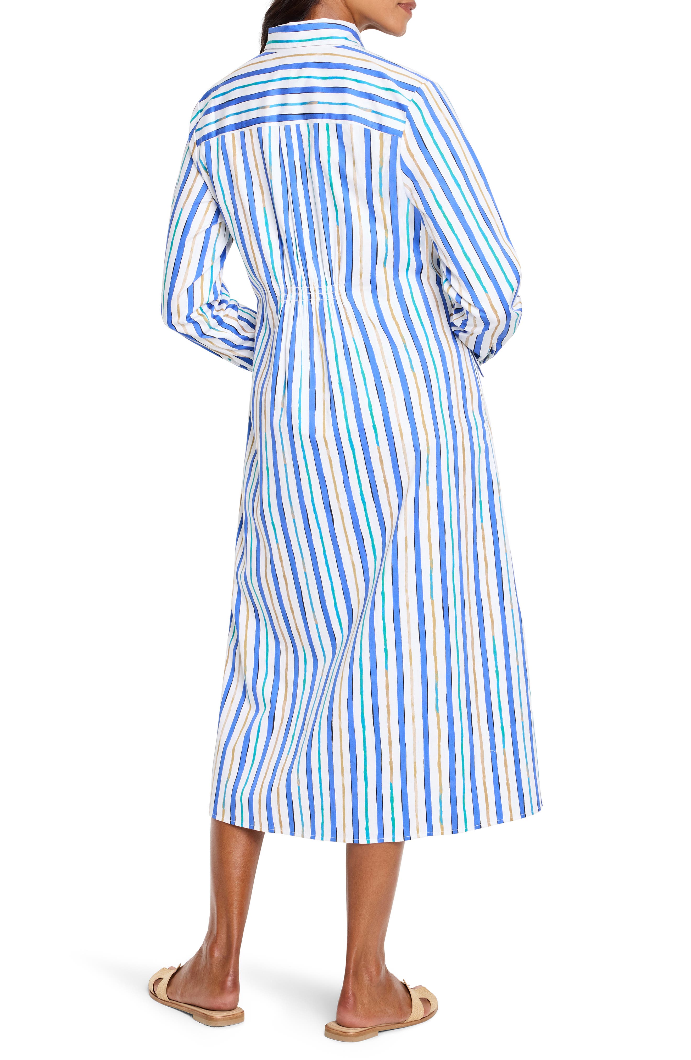 NIC+ZOE Jamie Oasis Stripe Long Sleeve Shirtdress | Nordstromrack