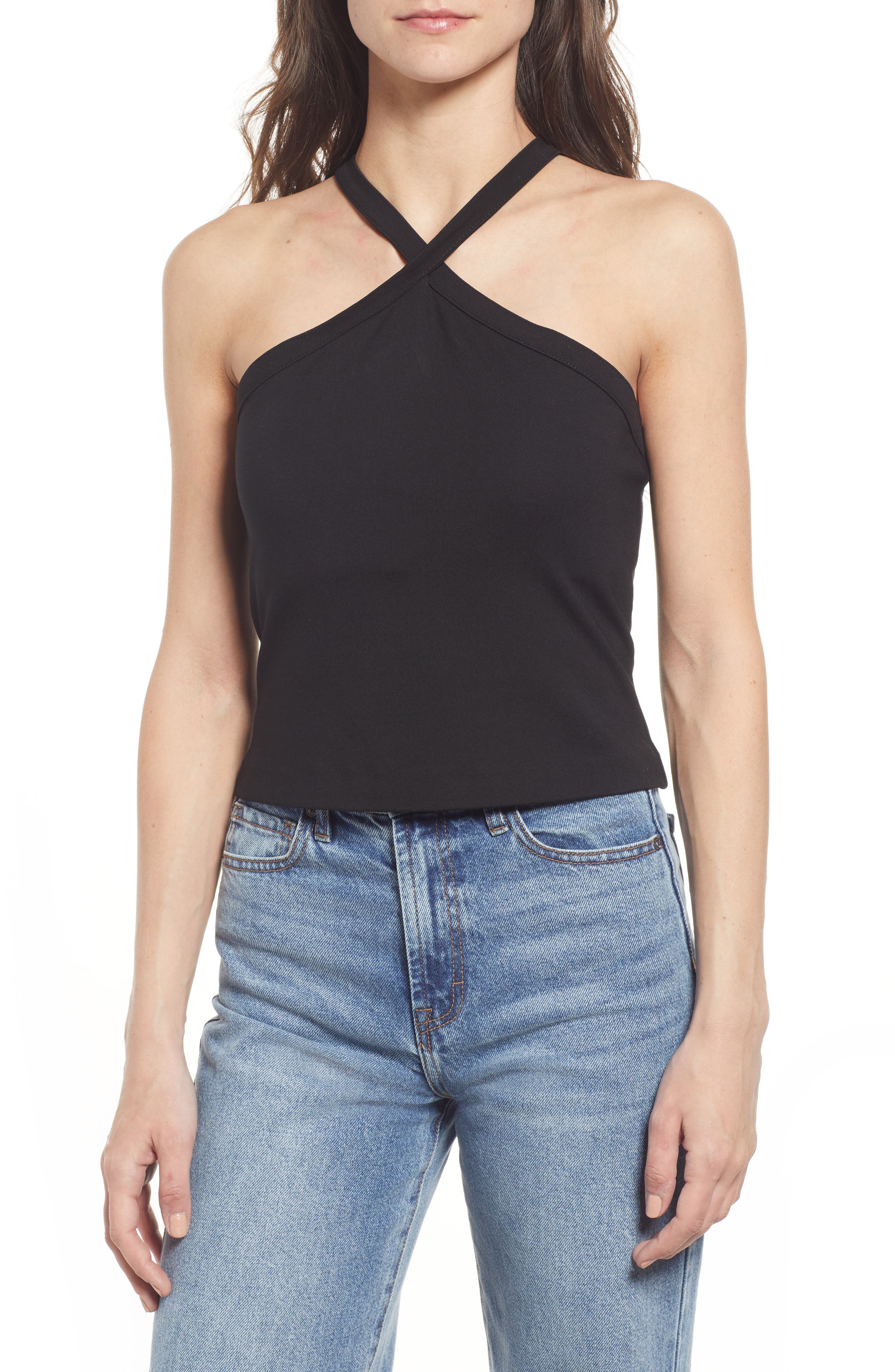 French Connection Halter Neck Jersey Top | Nordstromrack