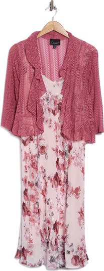 Connected Apparel Floral Print Dress & Shrug Set | Nordstromrack