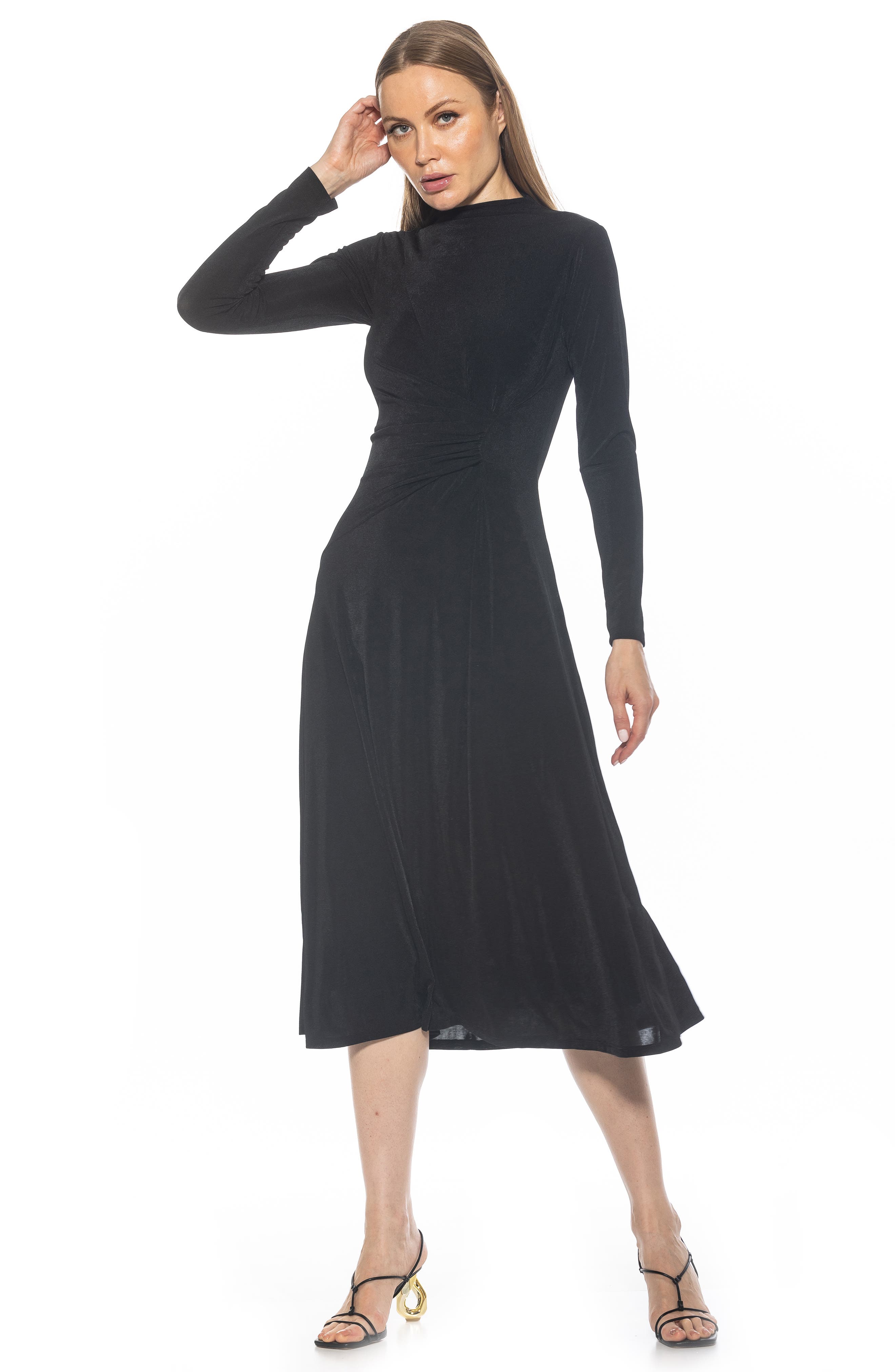 Alexia Admor Marla Long Sleeve Draped Midi Dress | Nordstromrack