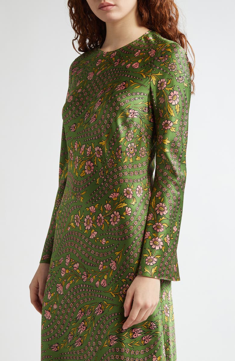 Veronica Beard Gemma Floral Long Sleeve Satin Maxi Dress | Nordstrom