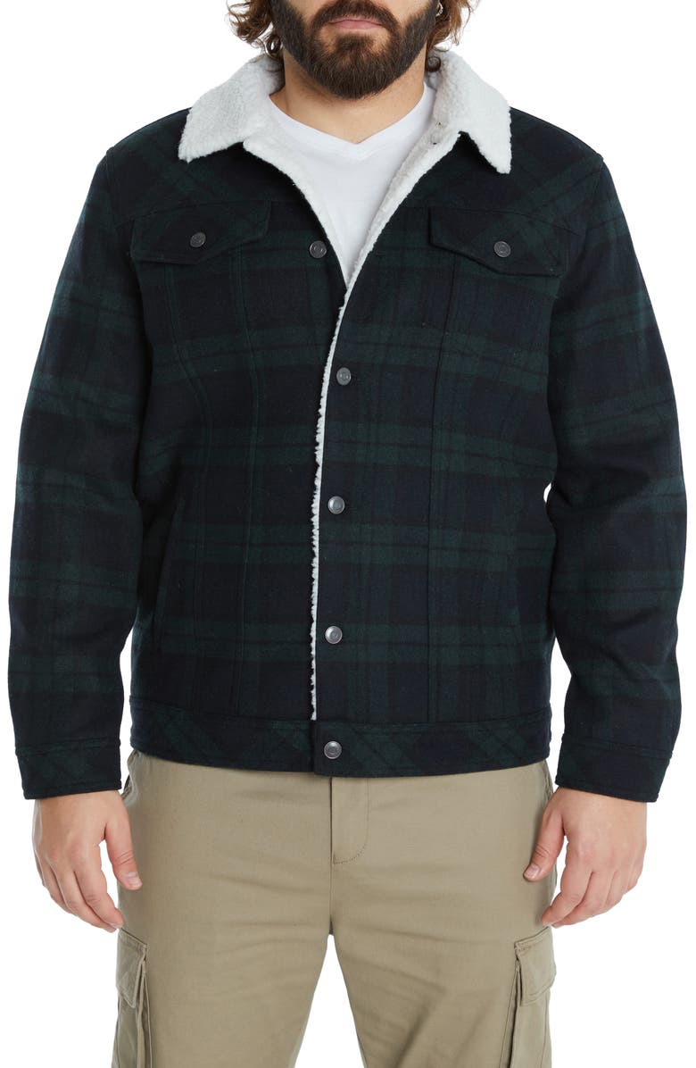 Johnny Bigg Reid Check Trucker Jacket with High Pile Fleece Trim ...