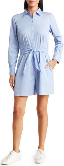 Theory Front Tie Long Sleeve Romper | Nordstromrack