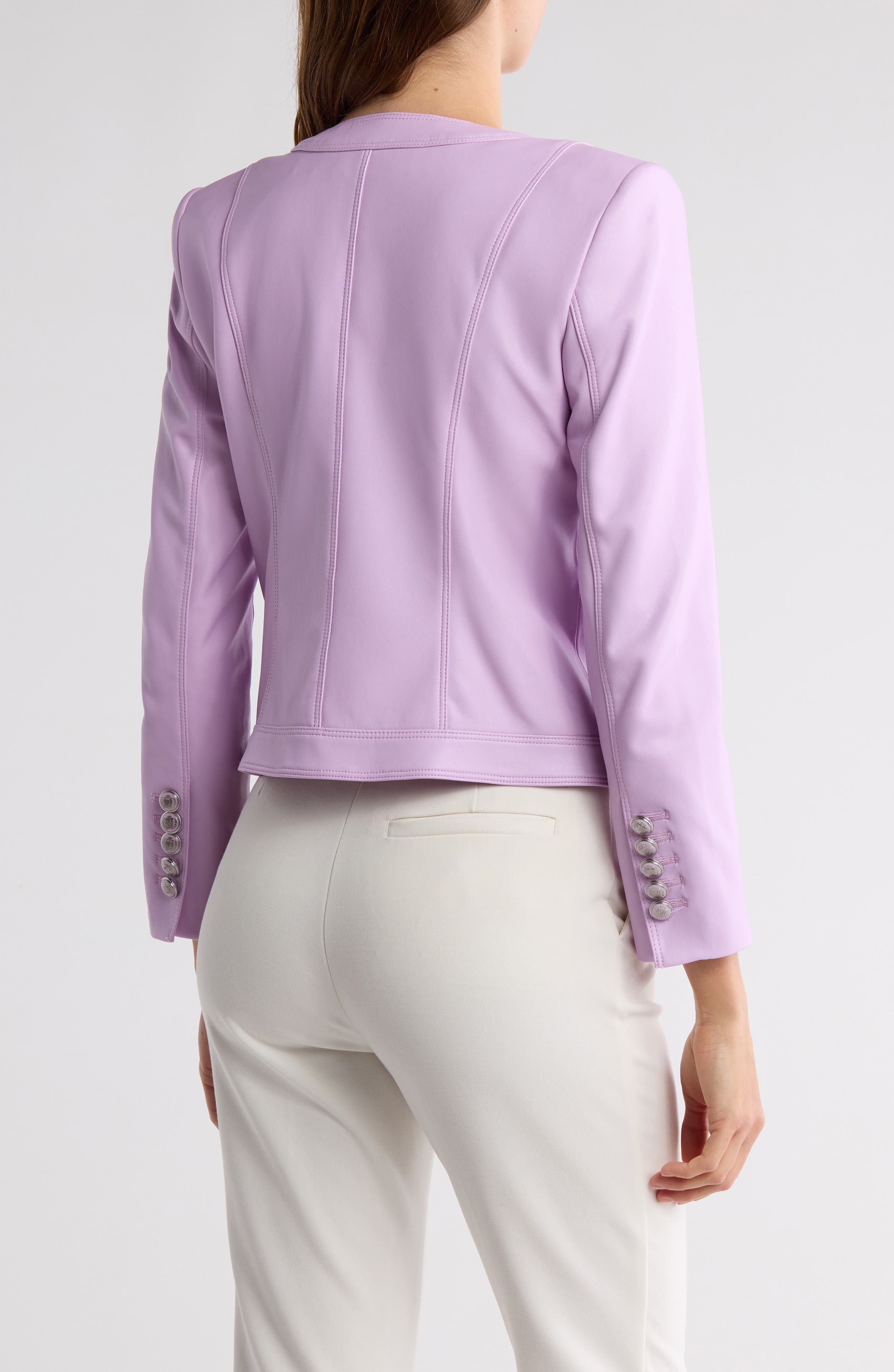 Veronica Beard Ozuna Faux Leather Crop Jacket | Nordstromrack