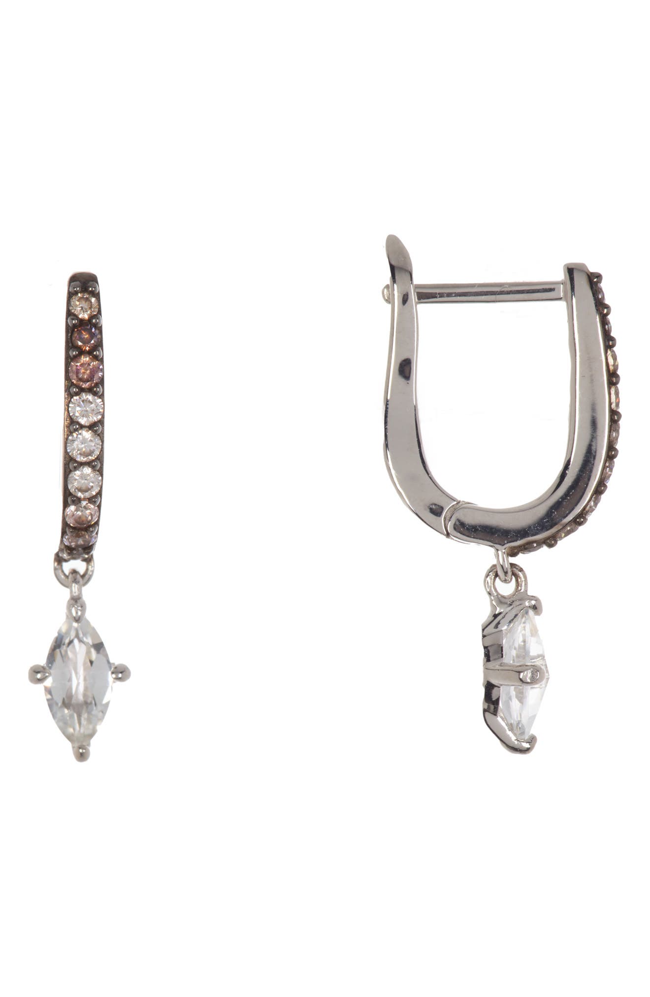 Nadri Sterling Silver White Topaz Huggie Hoop Drop Earrings | Nordstromrack