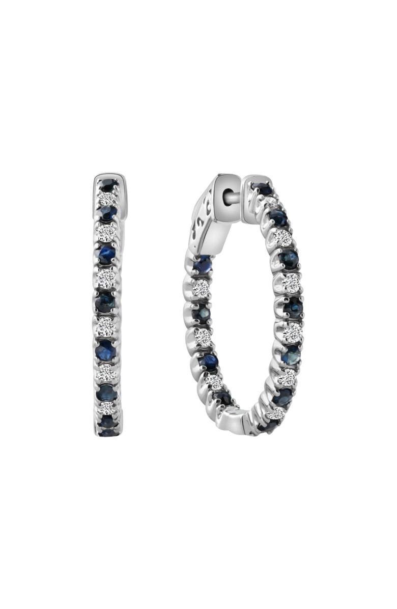 Bliss Diamond 1.25Ct Diamond & Blue Sapphire Inside Outside Hoops 14k ...