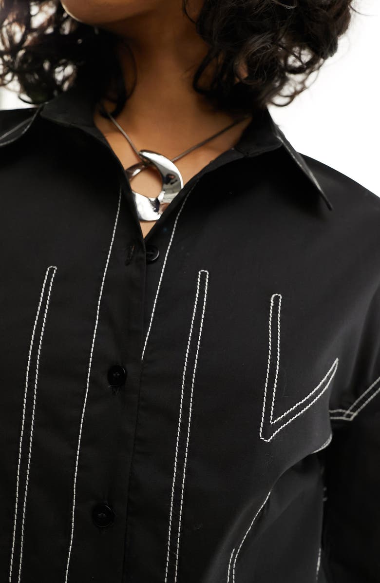 ASOS DESIGN Contrast Stitch Button-Up Shirt | Nordstromrack