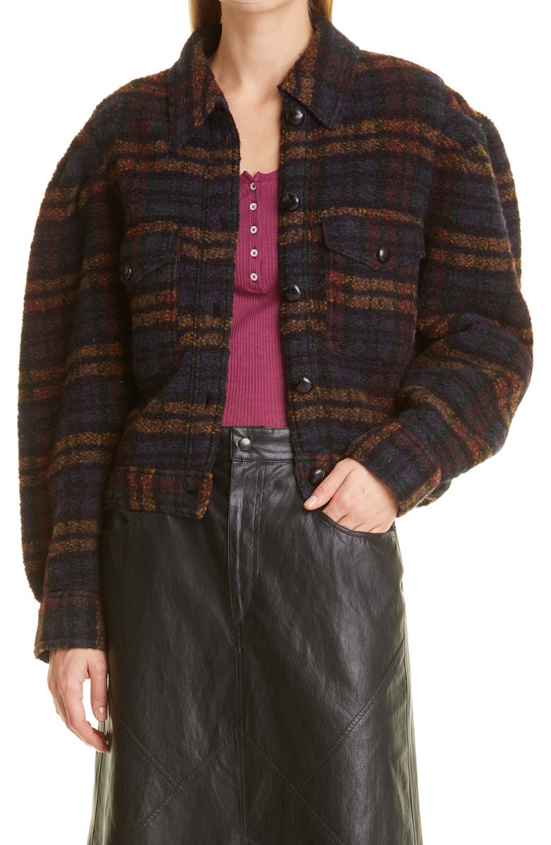 Isabel Marant Étoile Leiko Plaid Wool Blend Jacket | Nordstromrack