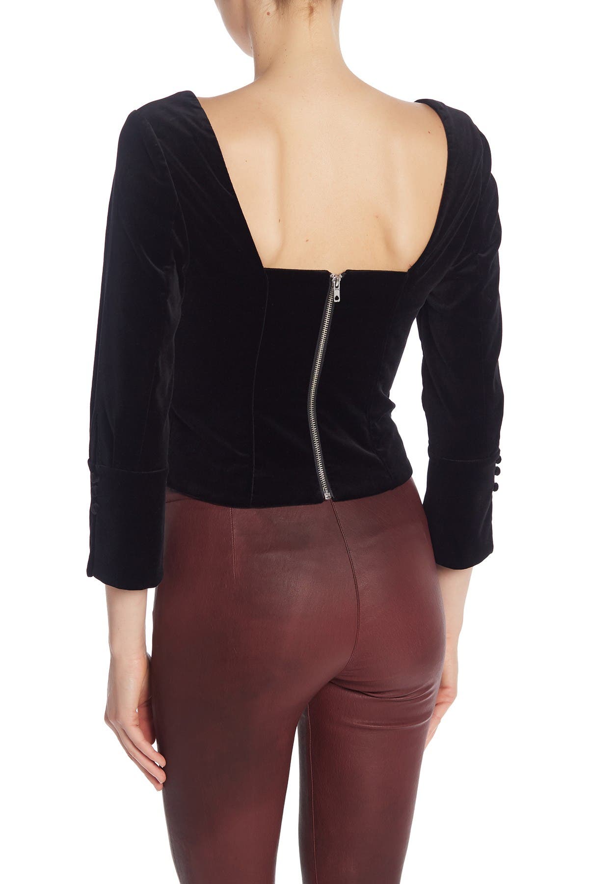 FRAME Sweetheart Velvet Front Zip Bustier | Nordstromrack