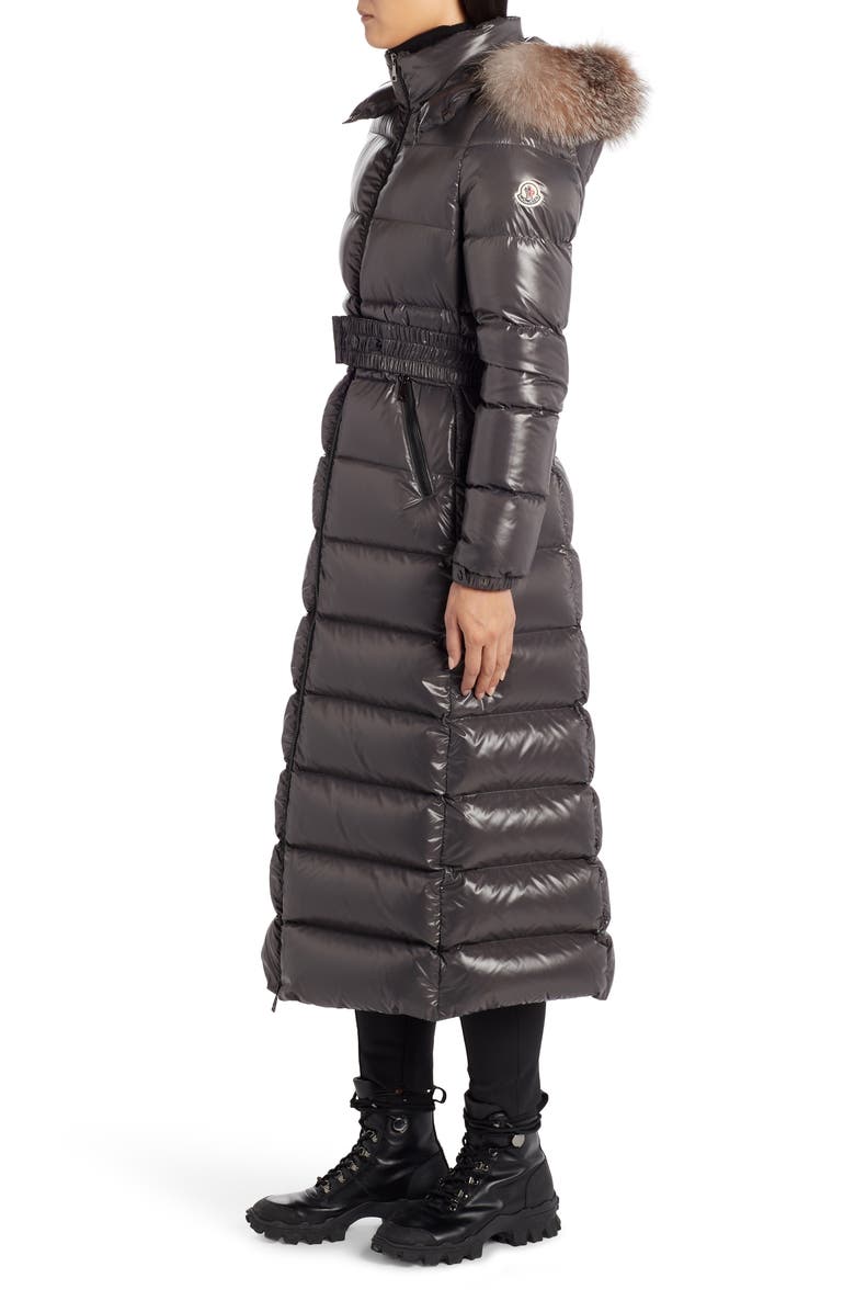 Moncler Hudson Long Quilted Down Coat with Genuine Fox Fur Trim | Nordstrom