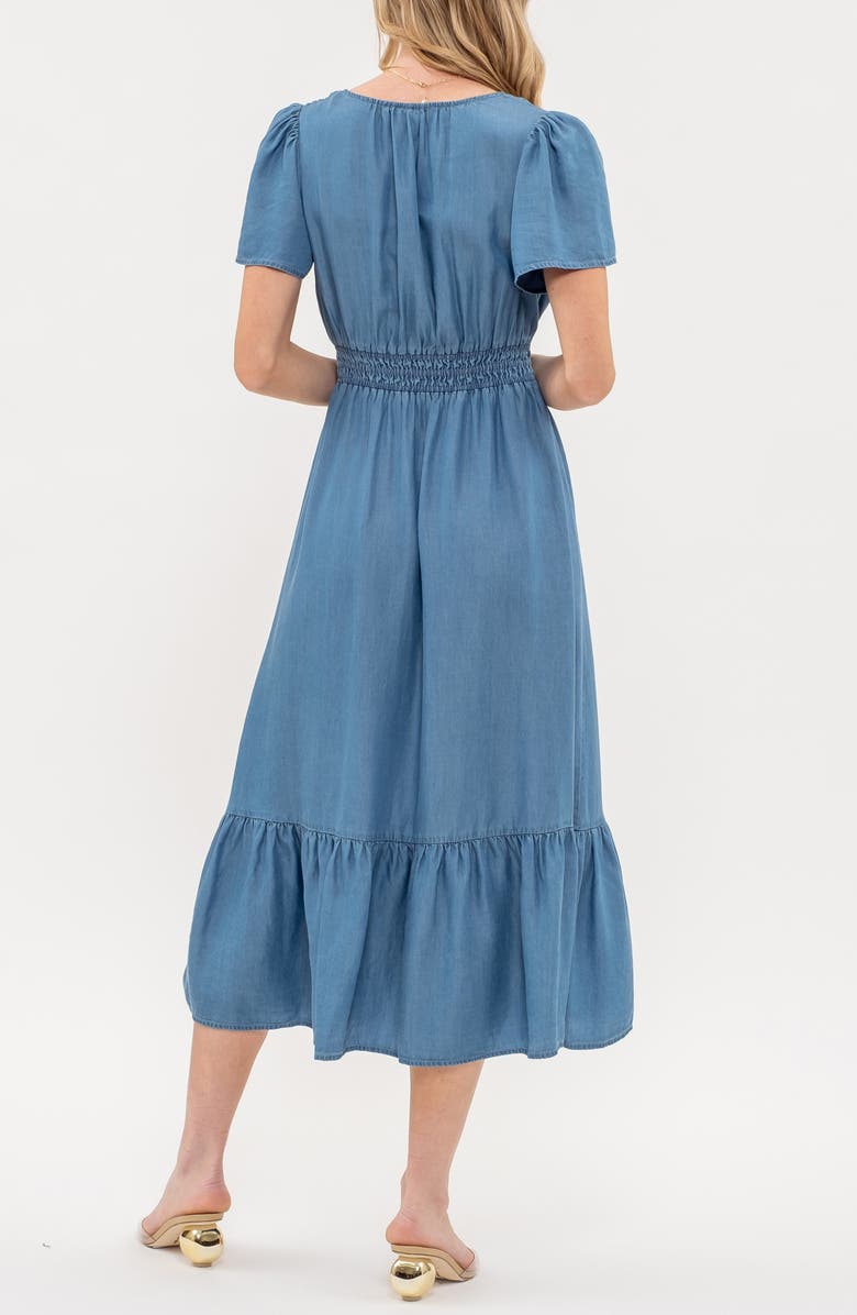 AUGUST SKY Split Neck Flutter Sleeve Dress | Nordstromrack