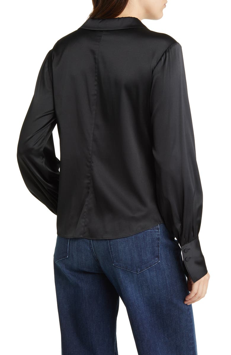 FRAME Notched Collar Stretch Silk Satin Shirt | Nordstromrack
