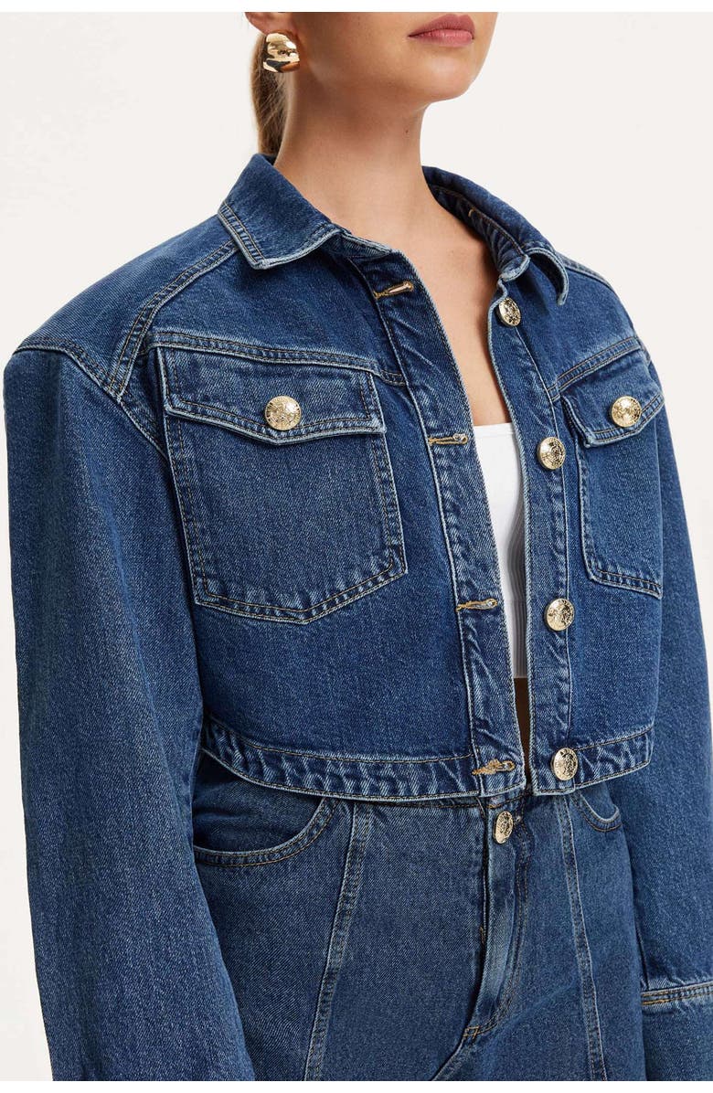 Nocturne Military Buttoned Crop Denim Jacket | Nordstrom