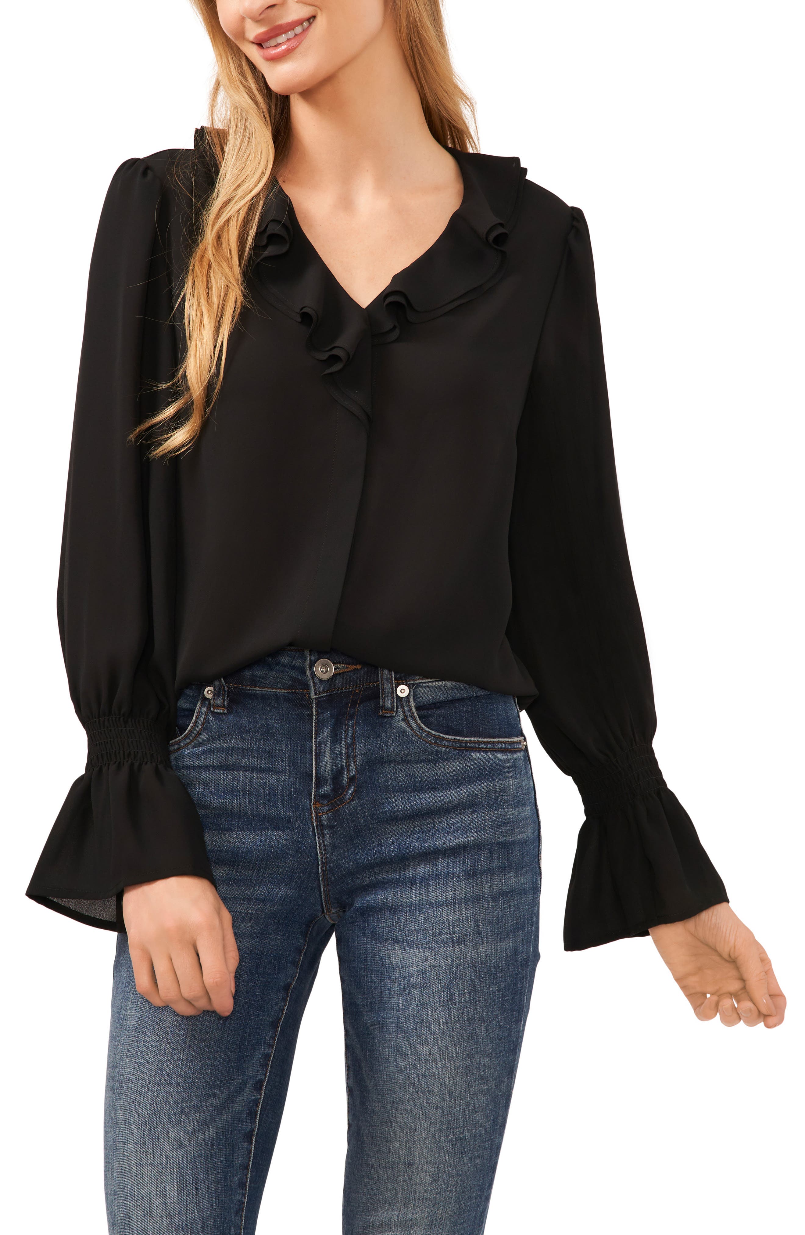 CeCe Ruffle V-Neck Top | Nordstromrack