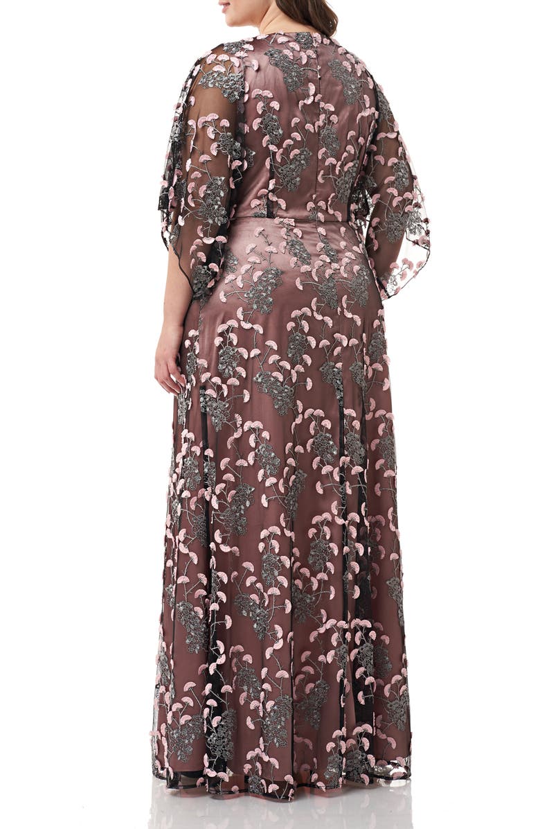 JS Collections Embroidered V-Neck Evening Gown | Nordstromrack