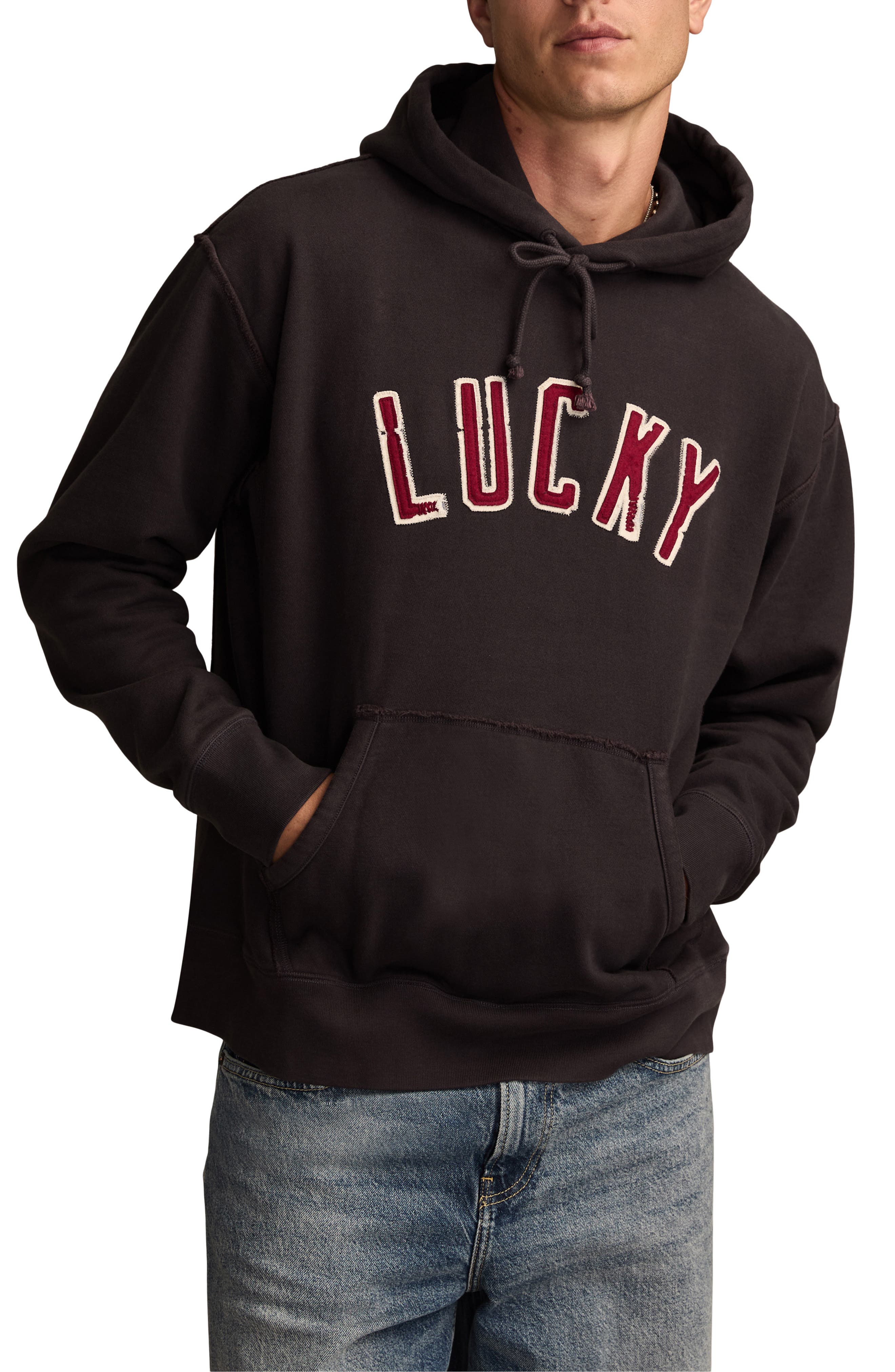 Lucky Brand Arch Logo Appliqué Hoodie | Nordstrom