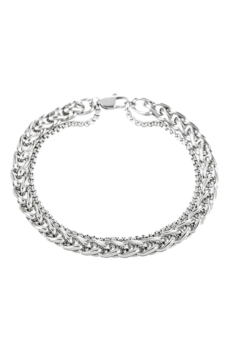 AMERICAN EXCHANGE Men's Stainless Steel Layer Chain Bracelet ...