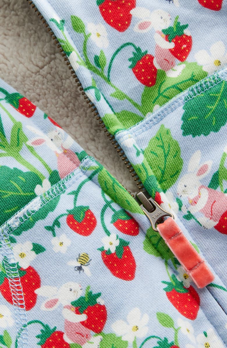 Mini Boden Kids' Strawberry Print Fleece Lined Cotton Zip-Up Hoodie ...