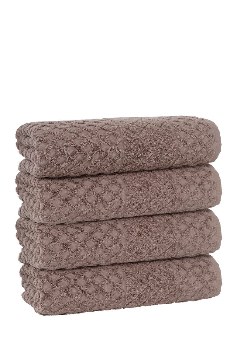 ENCHANTE HOME Glossy Turkish Cotton Bath Towel - Sand - Set of 4 ...