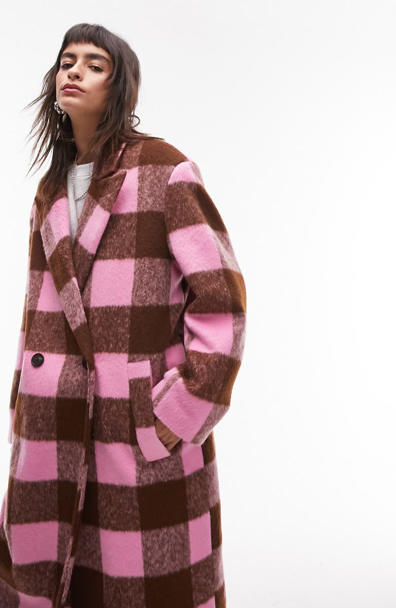 Topshop Check Brushed Coat | Nordstromrack