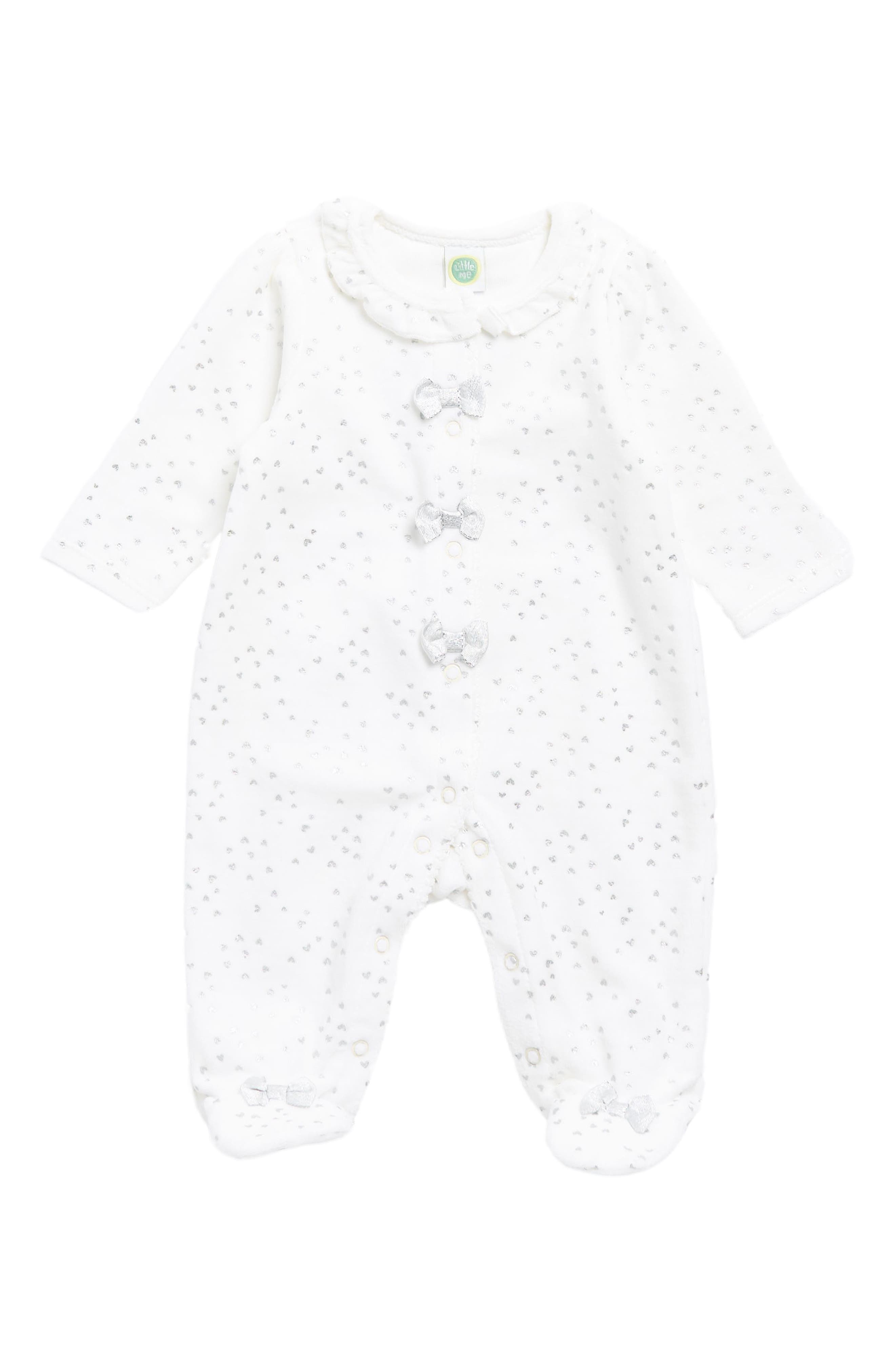 Little Me Silver Hearts Footie | Nordstromrack