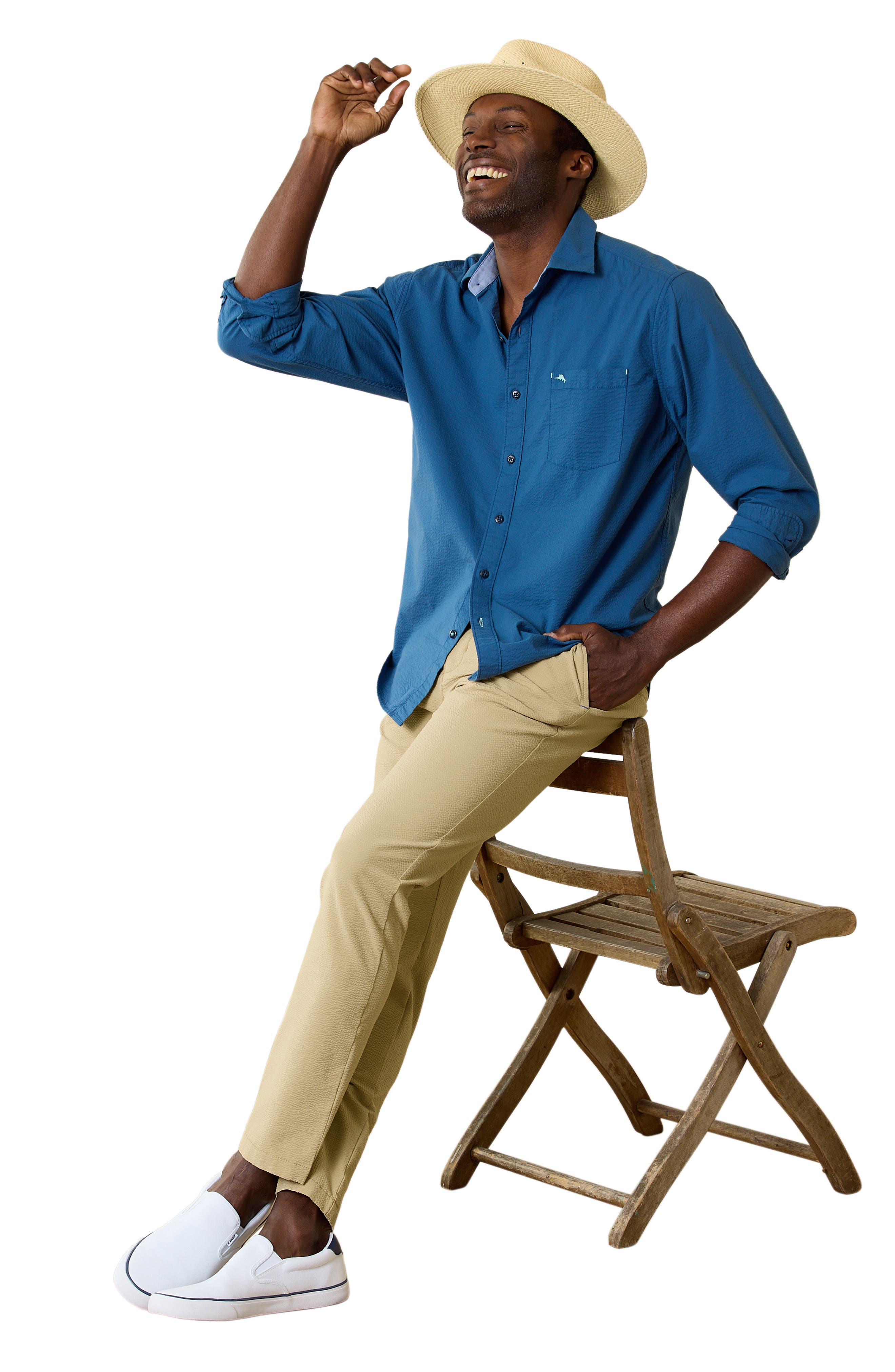 Tommy Bahama Nova Weave Flat Front Performance Seersucker Pants | Nordstrom