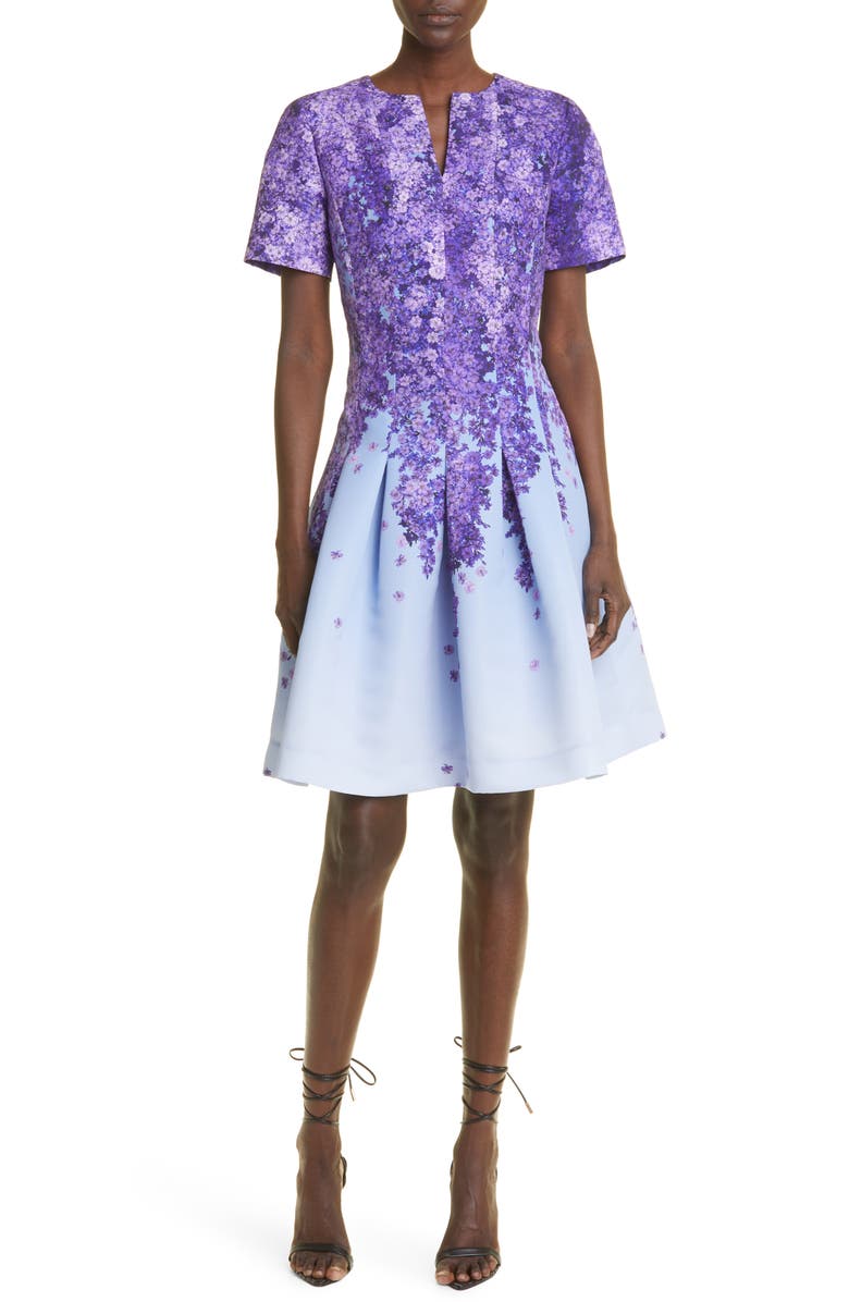 Oscar de la Renta Lilac Print Faille Dress | Nordstromrack