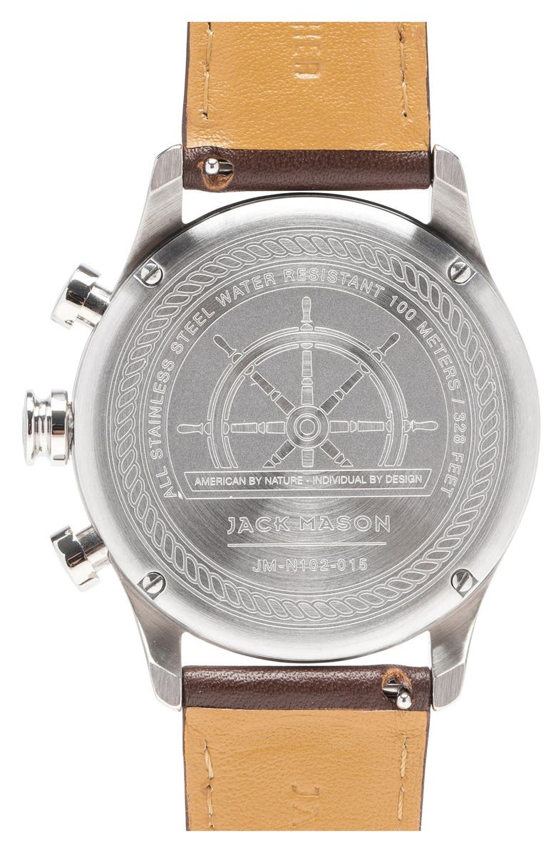 Jack Mason Nautical Chronograph Leather Strap Watch, 42mm | Nordstrom