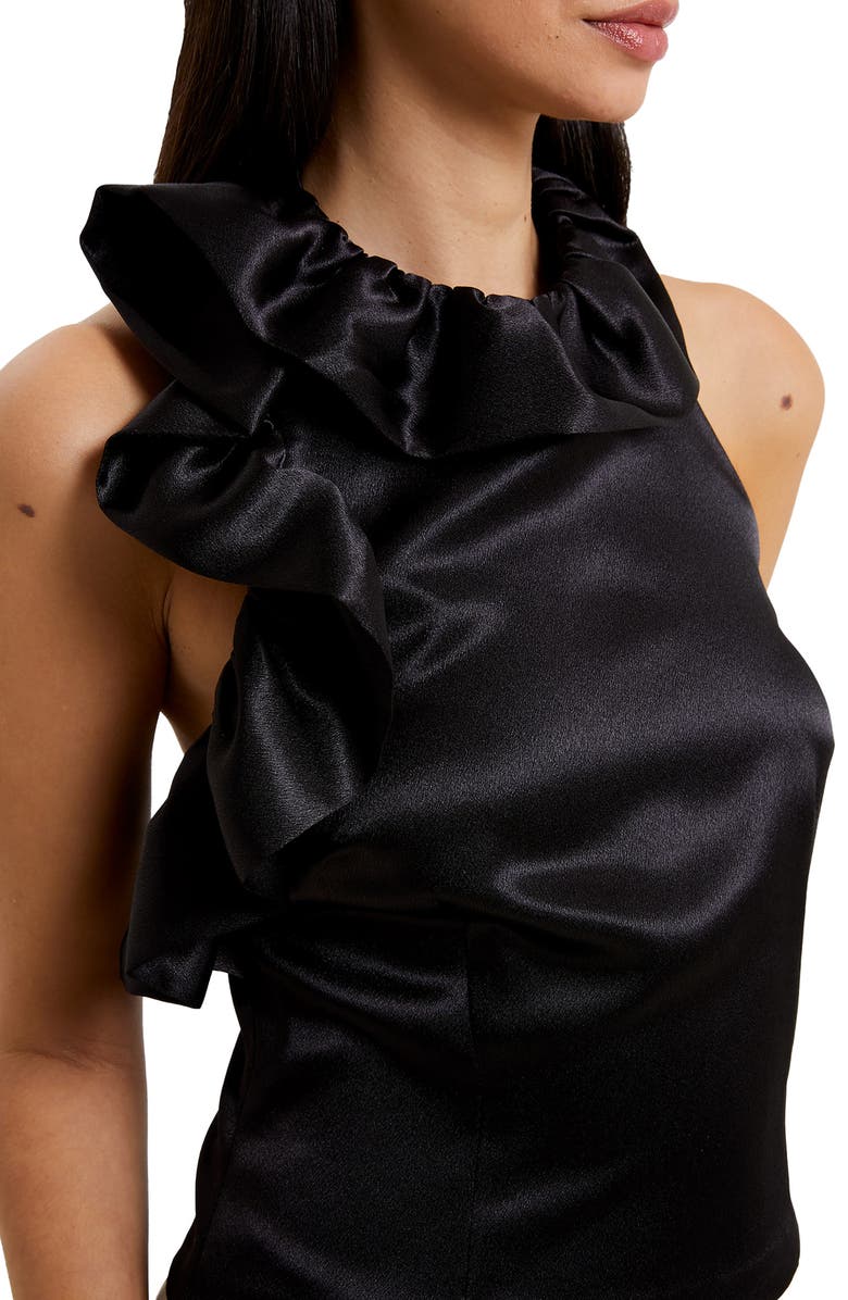 French Connection Adora Ruffle Satin Halter Top | Nordstromrack