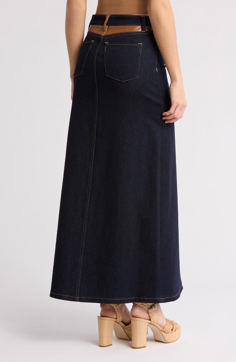 Alice + Olivia Rye High Waist Faux Leather & Denim Maxi Skirt ...
