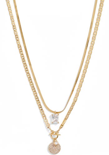 Nordstrom Set of 2 Pavé Disc Charm Layered Necklaces | Nordstrom