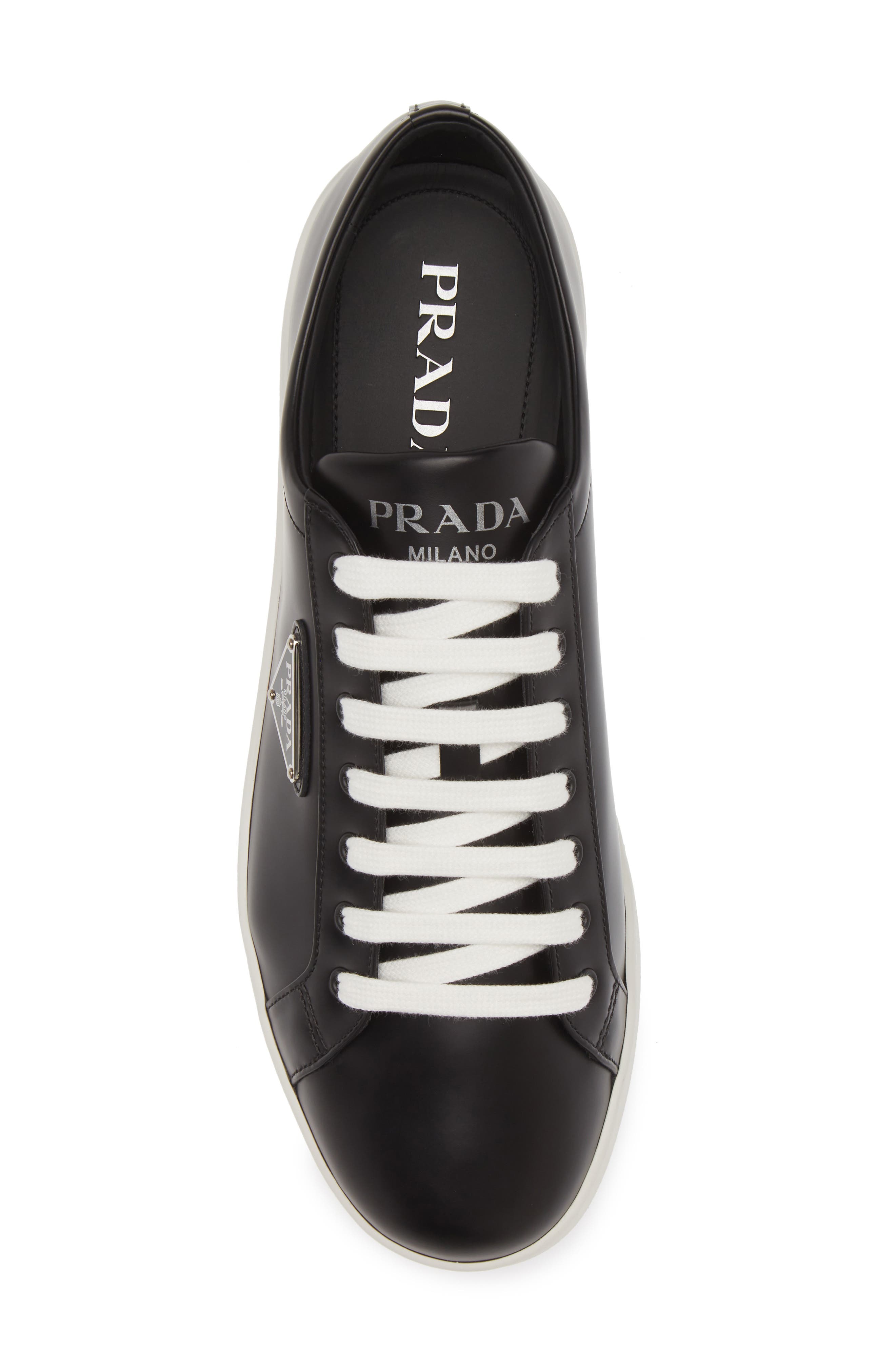 Prada Lane Triangle Logo Low Top Leather Sneaker (Men) | Nordstromrack