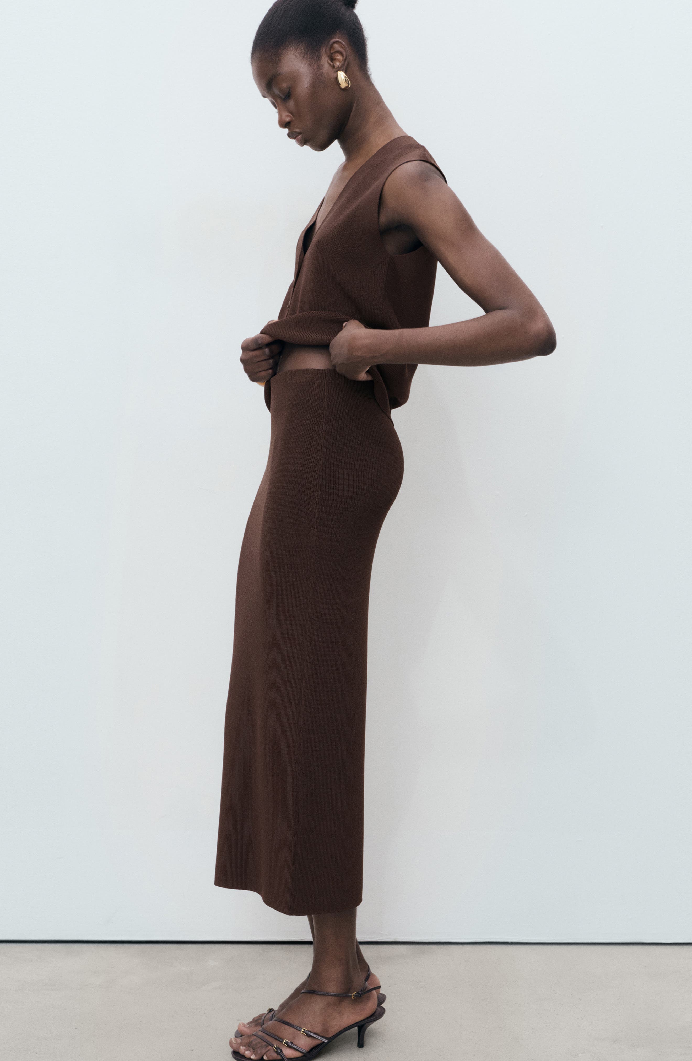 MANGO Knit Midi Skirt | Nordstrom