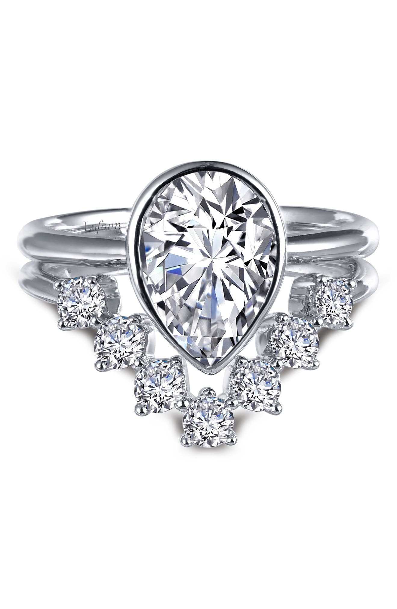 Lafonn Platinum Bonded Sterling Silver Simulated Diamond Pear Shape ...