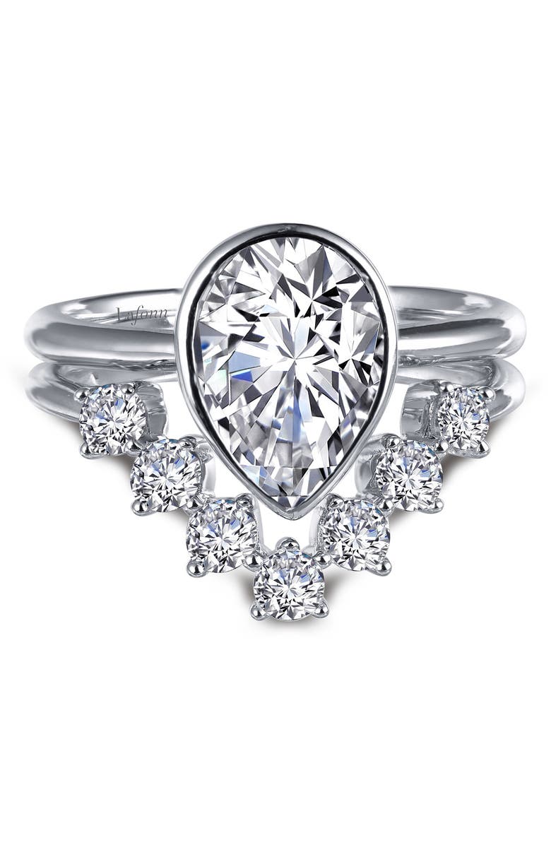 Lafonn Platinum Bonded Sterling Silver Simulated Diamond Pear Shape ...