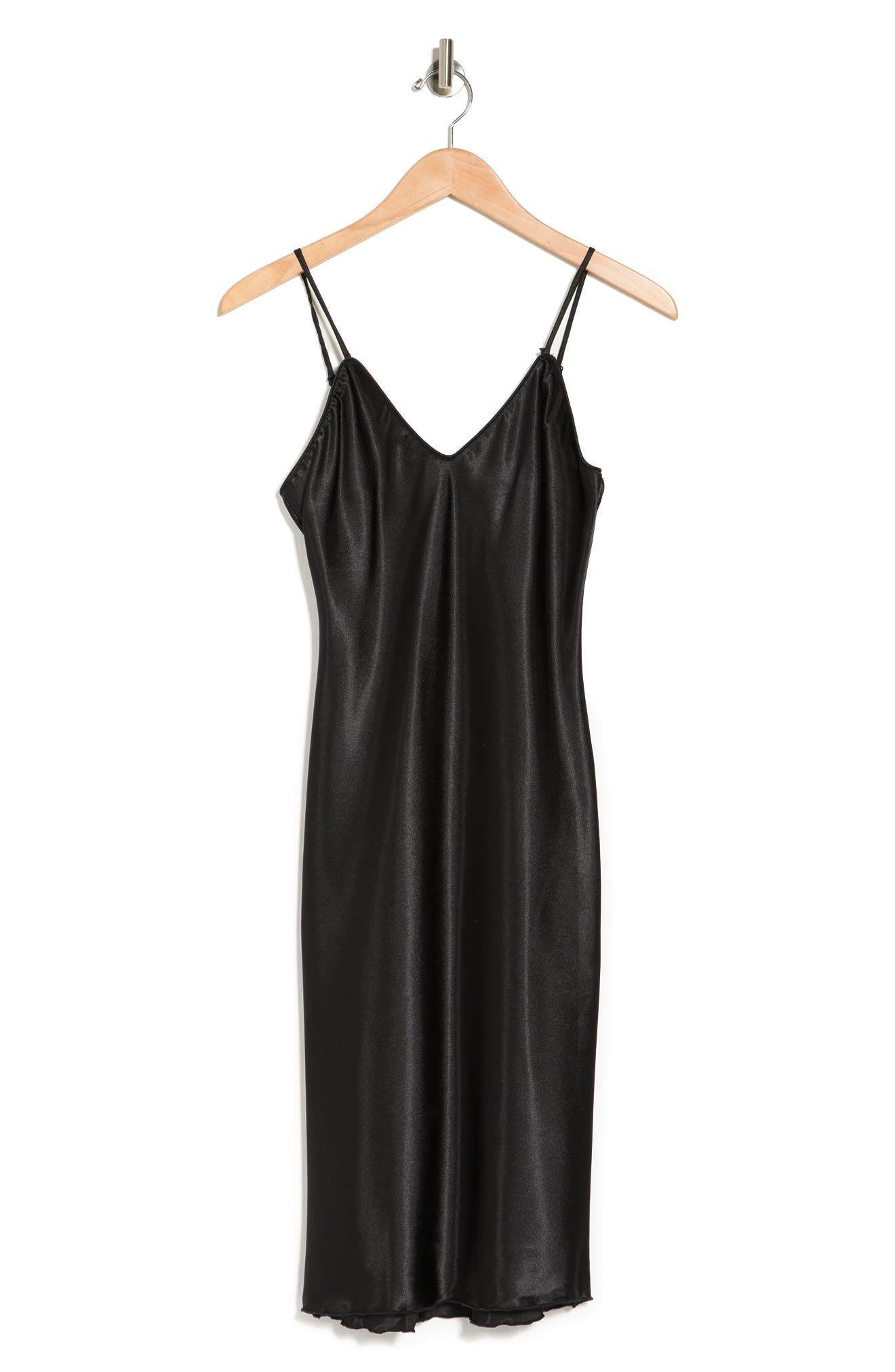 bebe V-Neck Spaghetti Strap Satin Slip Dress | Nordstromrack