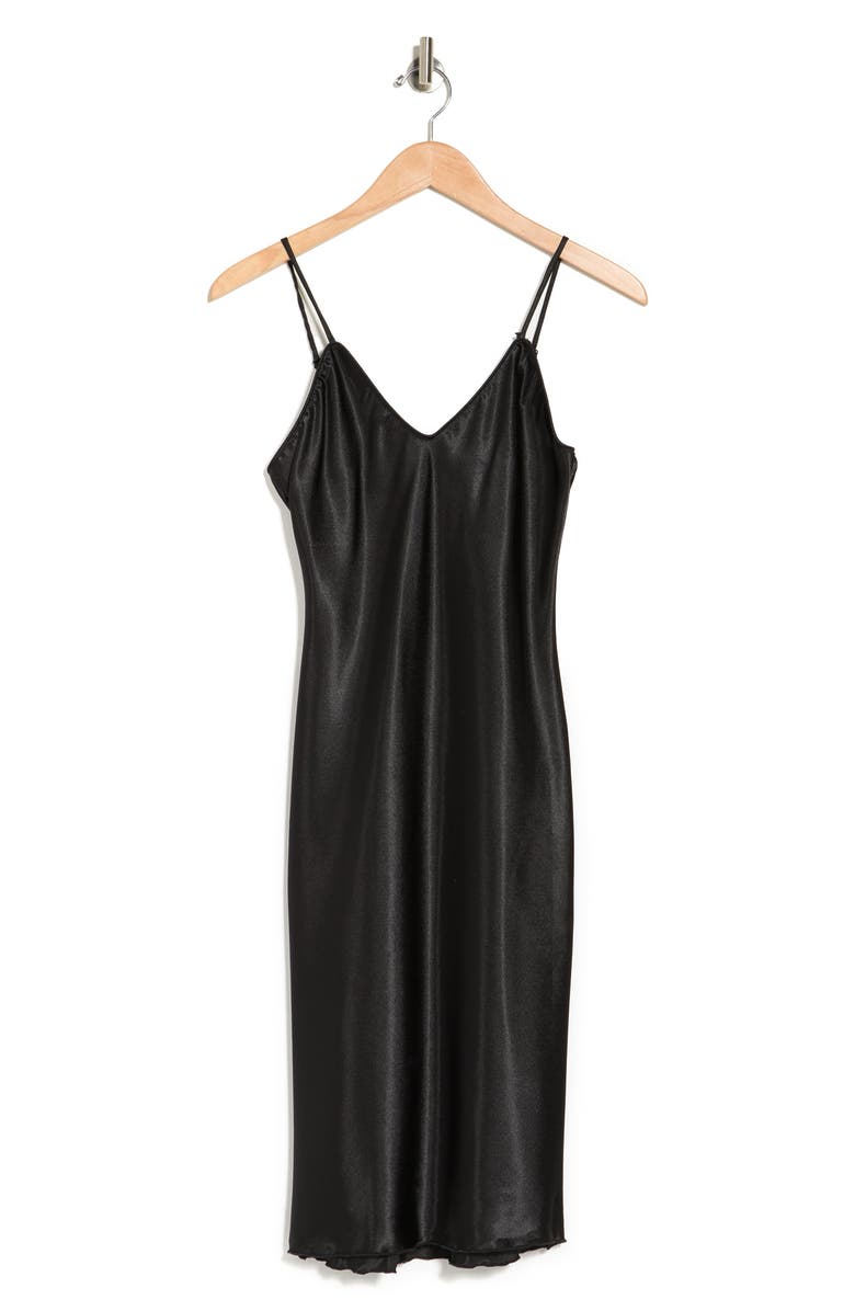 bebe V-Neck Spaghetti Strap Satin Slip Dress | Nordstromrack