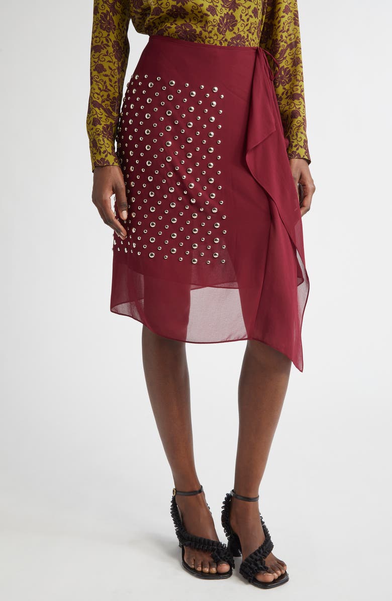 Dries Van Noten Studded Sheer Voile Midi Skirt | Nordstromrack