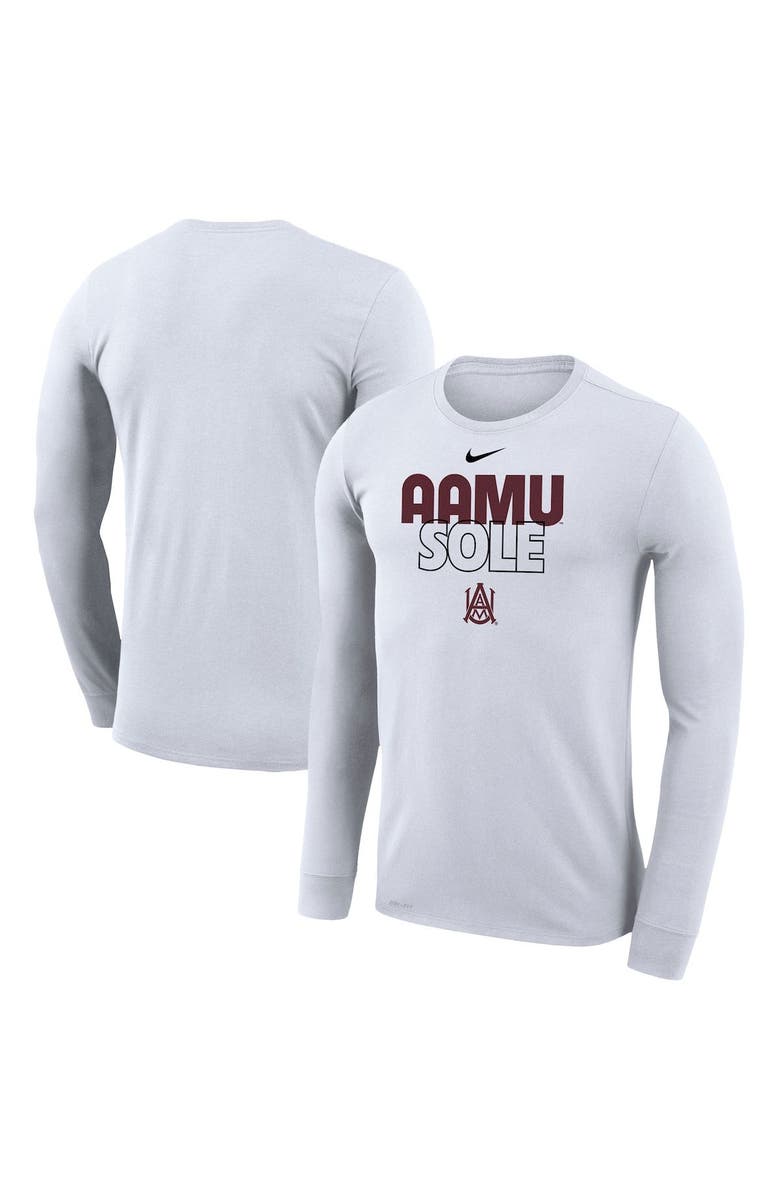 Nike White Alabama A&M Bulldogs 2023 On Court Bench Long Sleeve T-Shirt ...