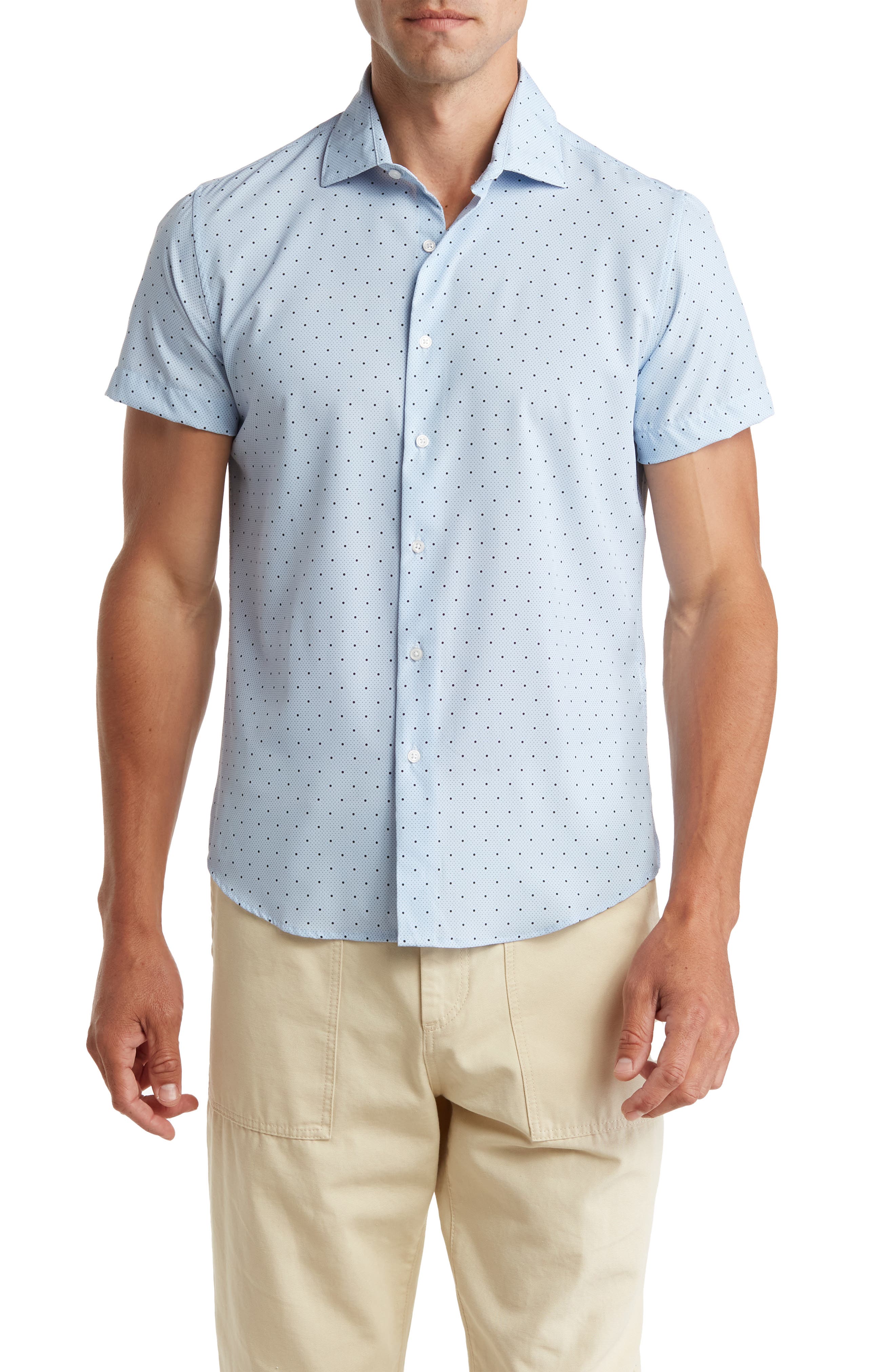 DENIM AND FLOWER Dot Print Short Sleeve Button-Up Shirt | Nordstromrack