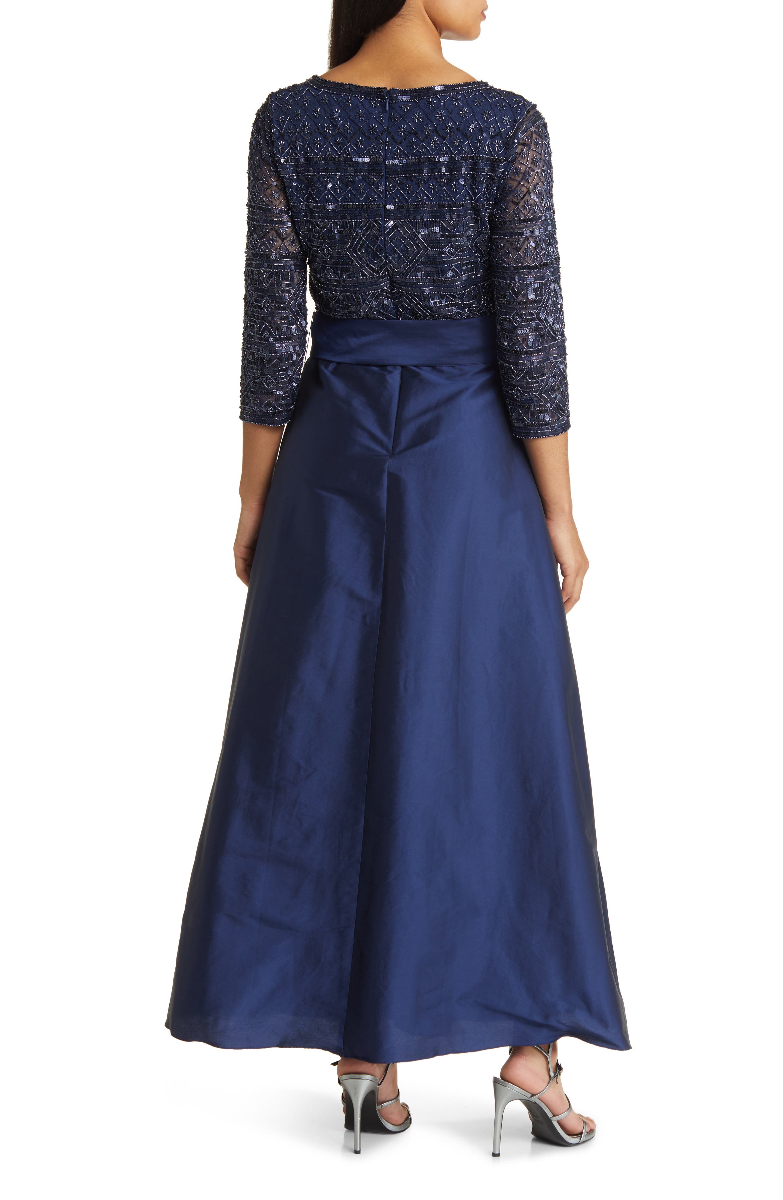 Pisarro Nights Beaded Tie Waist Taffeta Gown | Nordstromrack