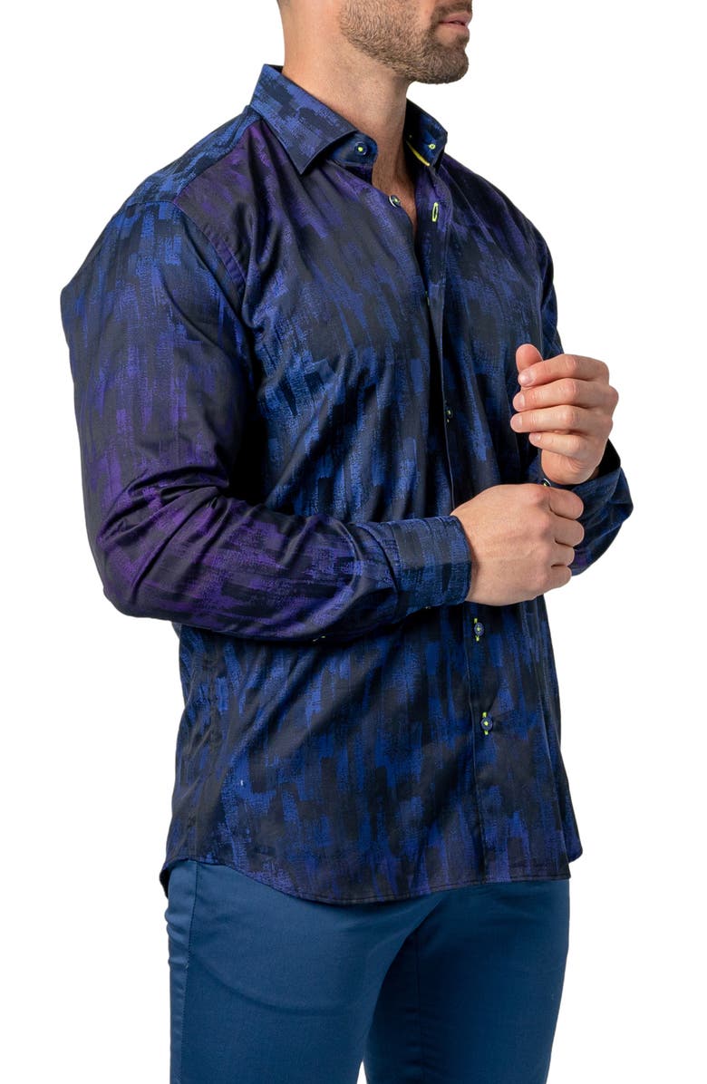 Maceoo Fibonacci Flash Purple Regular Fit Print Button-Up Shirt ...