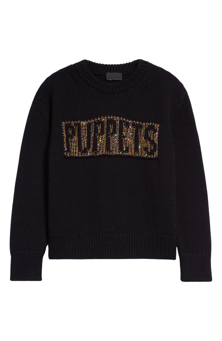 Puppets and Puppets Women's Sequin Spider Web Logo Wool Blend Sweater ...