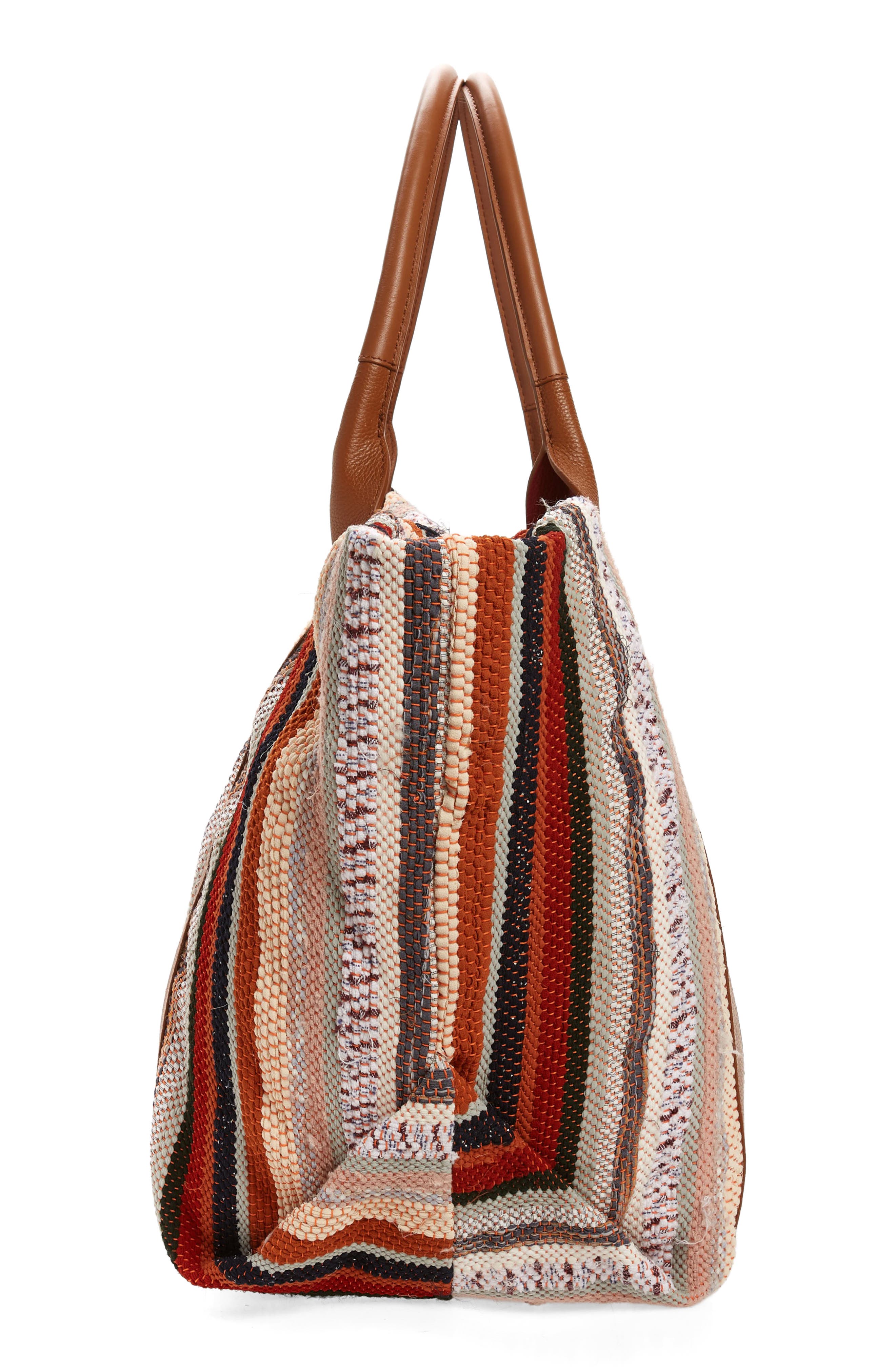 See by Chloé Laetizia Stripe Cotton & Leather Tote | Nordstromrack