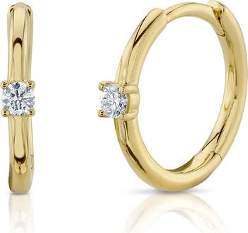 RON HAMI 14K Yellow Gold Diamond Huggie Hoop Earrings - 0.08 ctw ...